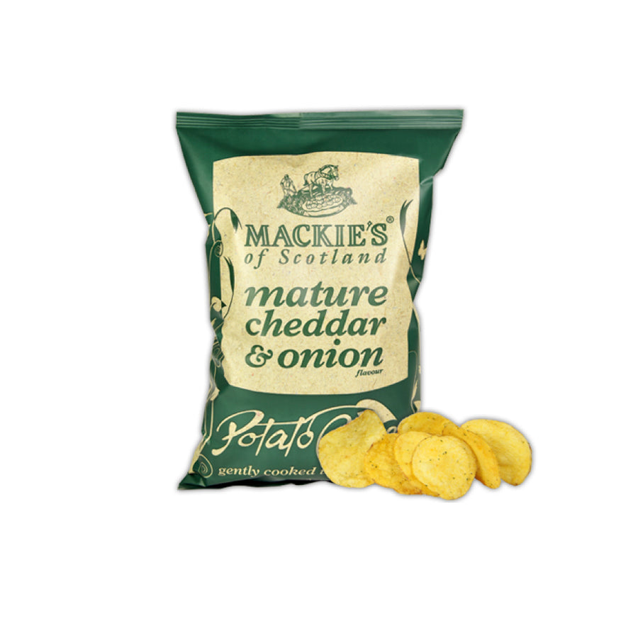 Mackie's cheddar og løg chips - Køb online her